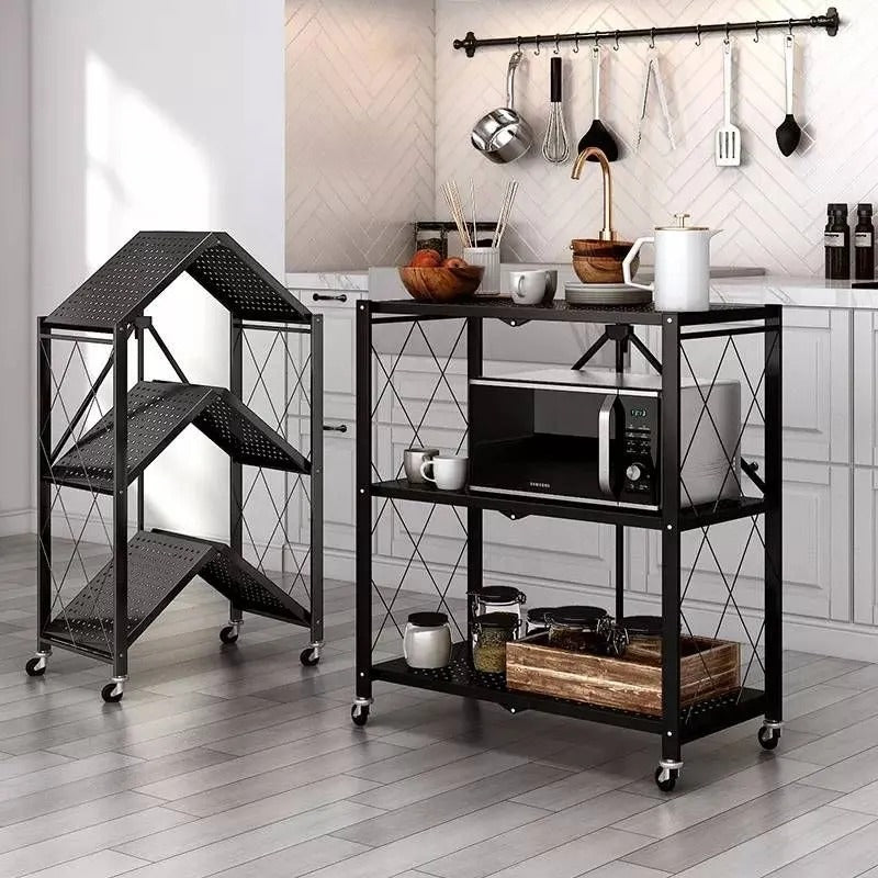 Estante Plegable 3 Niveles con ruedas Negro 0.87MT FactoryHome ...