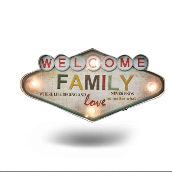 Letrero Retro Con Luz LED Welcome Family FactoryHome – FactoryTech